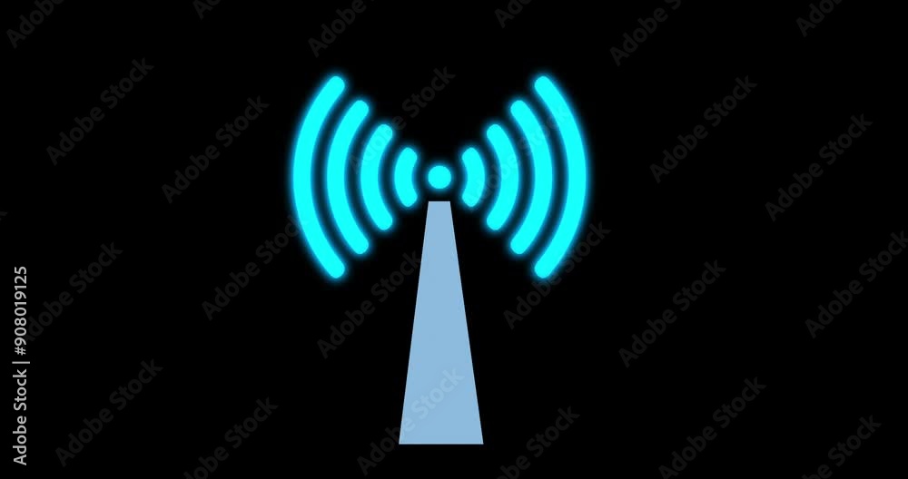 Wi-Fi Tower animation, Wireless Connectivity motion graphics; Radio ...
