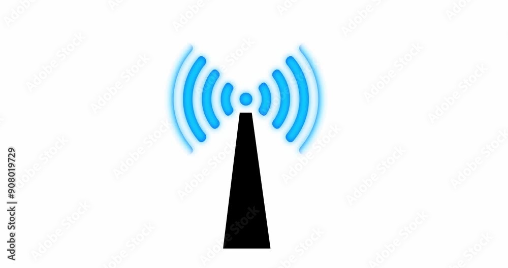 Wi-Fi Tower animation, Wireless Connectivity motion graphics; Radio ...
