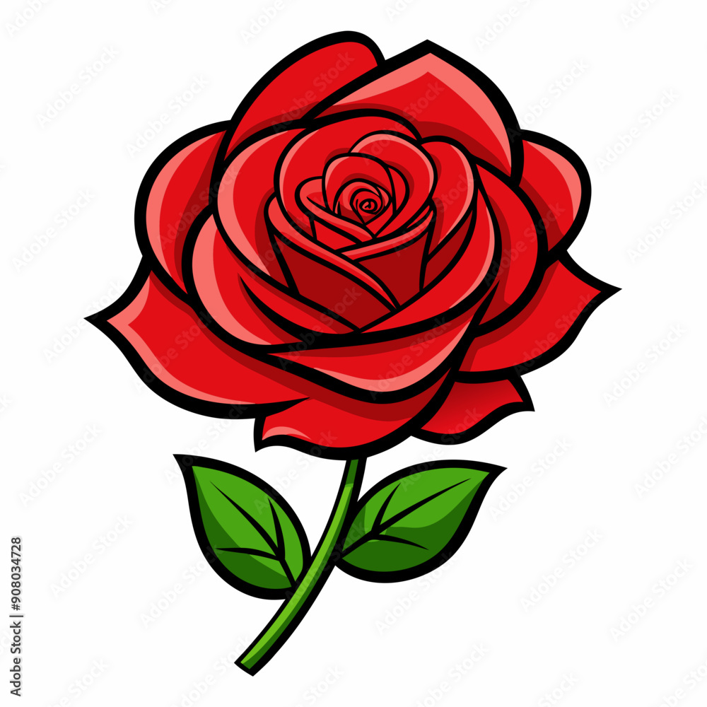 red rose isolated on white, rose vector illustration, red rose vector ...