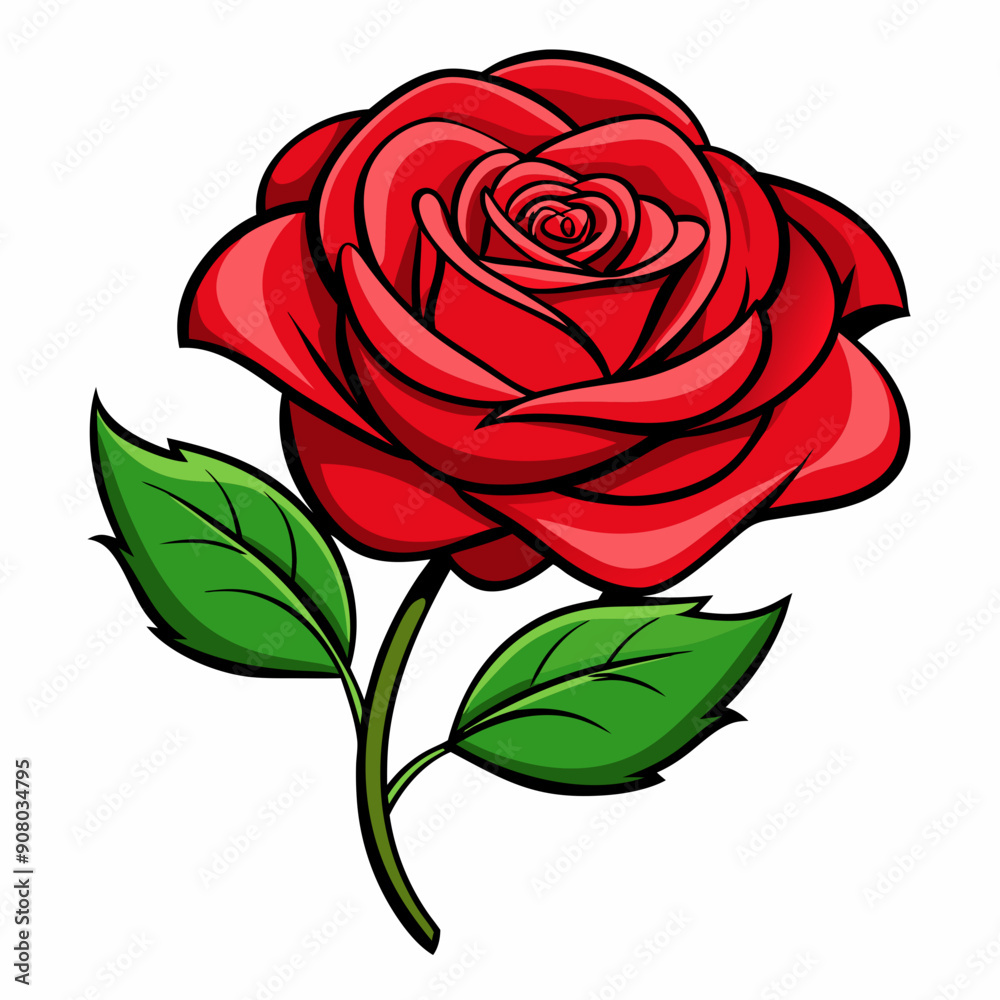 red rose isolated on white, rose vector illustration, red rose vector ...