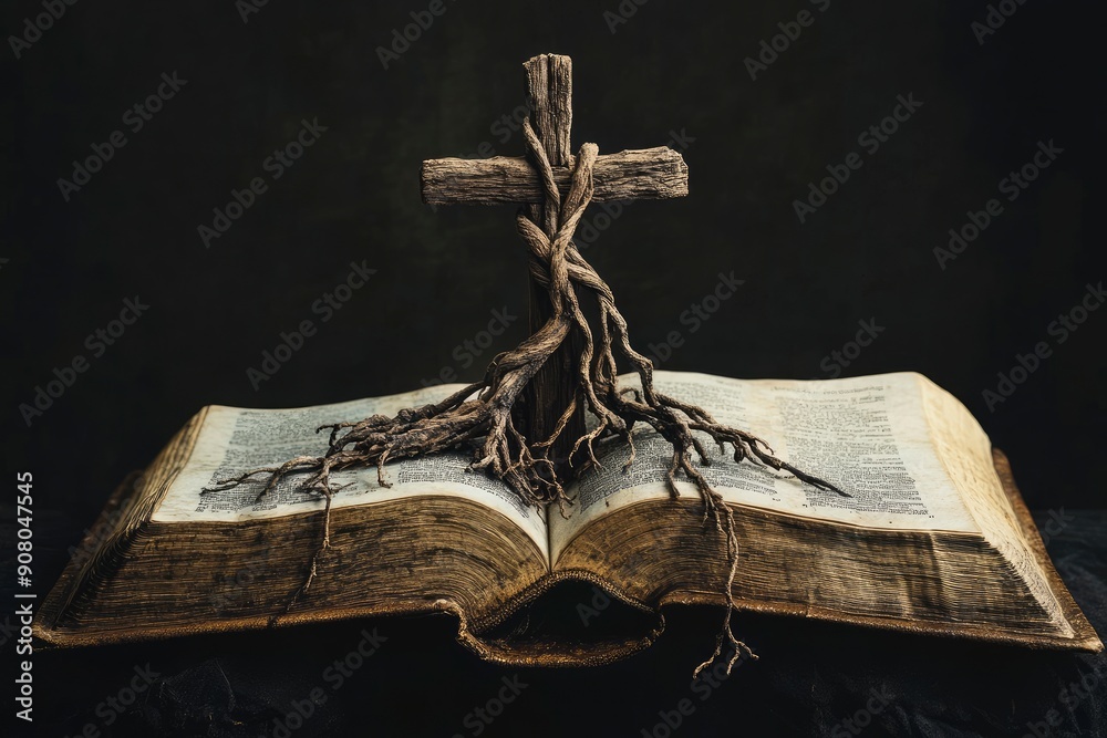 Living Word. The Living Word: A Cross with Roots Intertwined in an Open ...