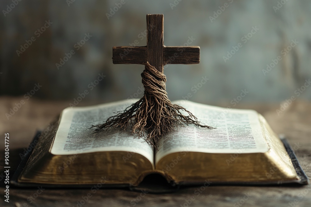 Living Word. The Living Word: A Cross with Roots Intertwined in an Open ...