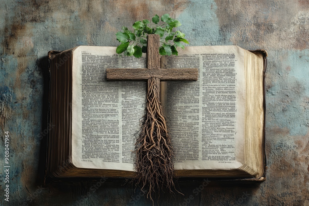 Living Word. The Living Word: A Cross with Roots Intertwined in an Open ...