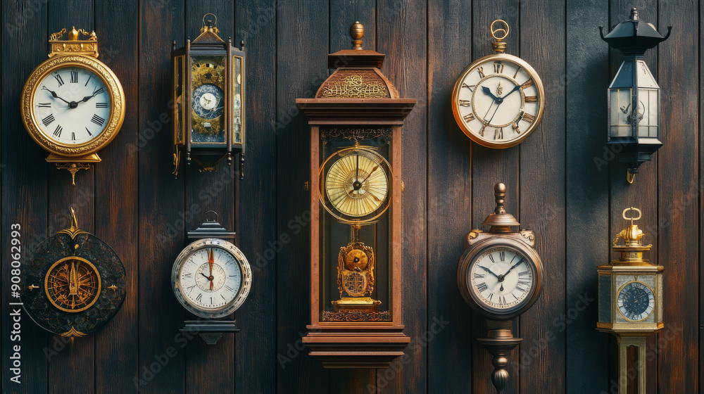 Highlight clocks from different cultures, such as a Japanese lantern ...