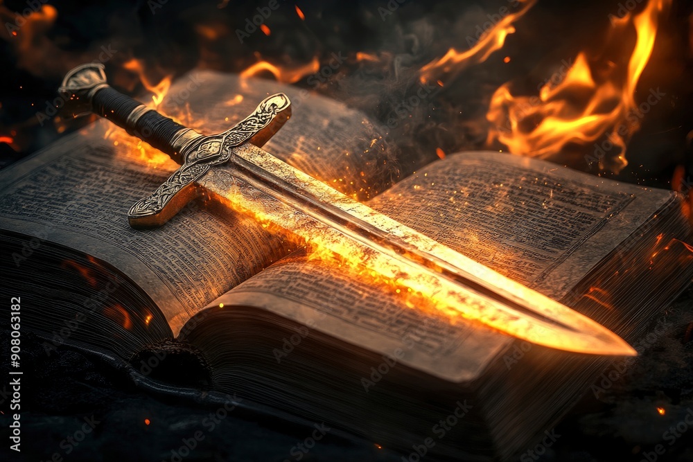 Sword of the spirit. Holy bible. For the word of God is living and ...