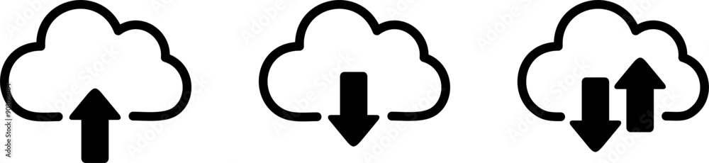 Cloud collection with arrow l...Cloud collection with arrow line icon ...