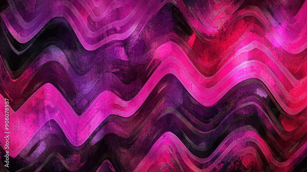 142. Doodle background, black and magenta, chevron patterns, centered ...