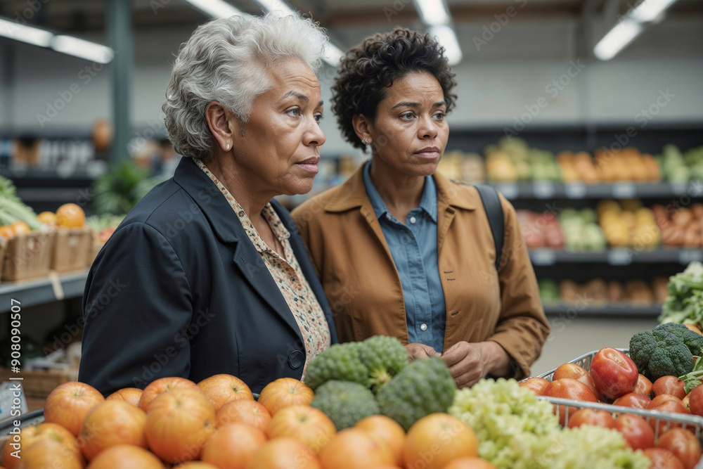 Two women upset elderly in a supermarket. Crisis, rising prices for ...