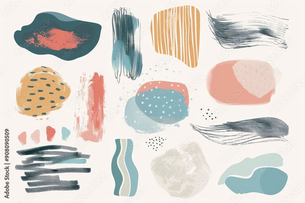 Curated collection of organic forms: soft brush elements for logos and ...
