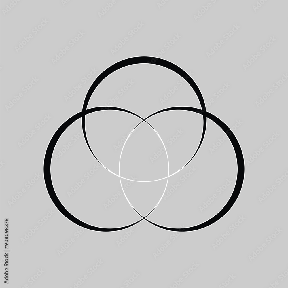 Simple overlapping circles vector drawing, diagram icons in line style ...