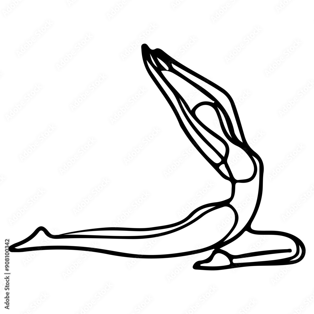 Vector illustration, Line art of yoga poses, simple line style, elegant ...