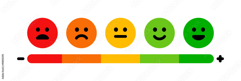 Smile rating: bad, poor, average, good, excellent. Emotion levels on ...