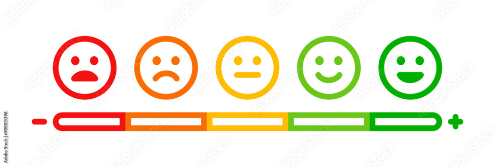 Smile rating: bad, poor, average, good, excellent. Emotion levels on ...