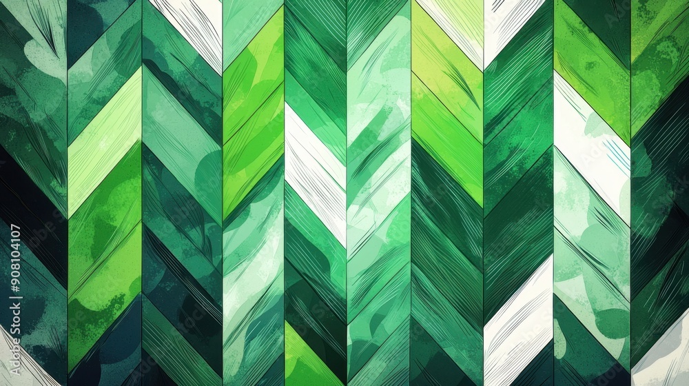 57. Doodle background, green and white, herringbone patterns, centered ...