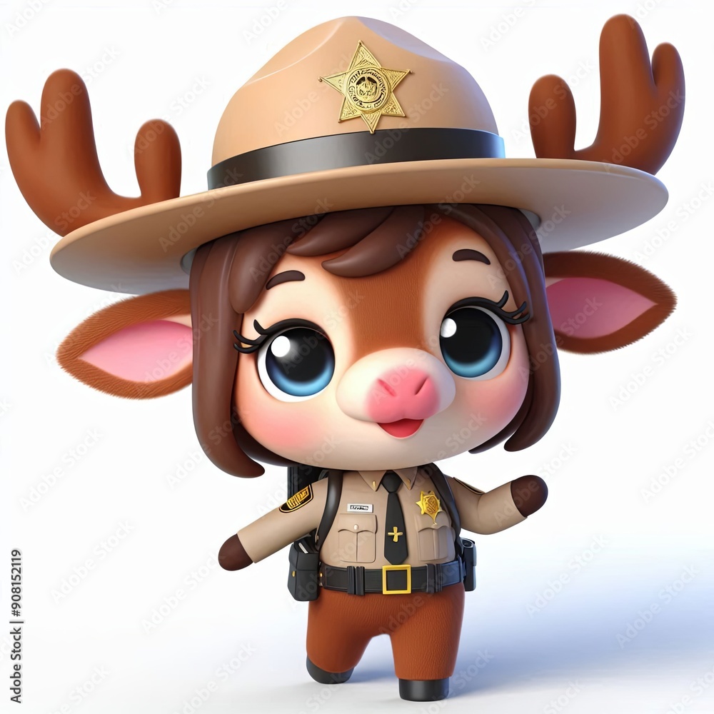 Cute moose Park Ranger Cartoon character , 3d Generative AI Stock ...