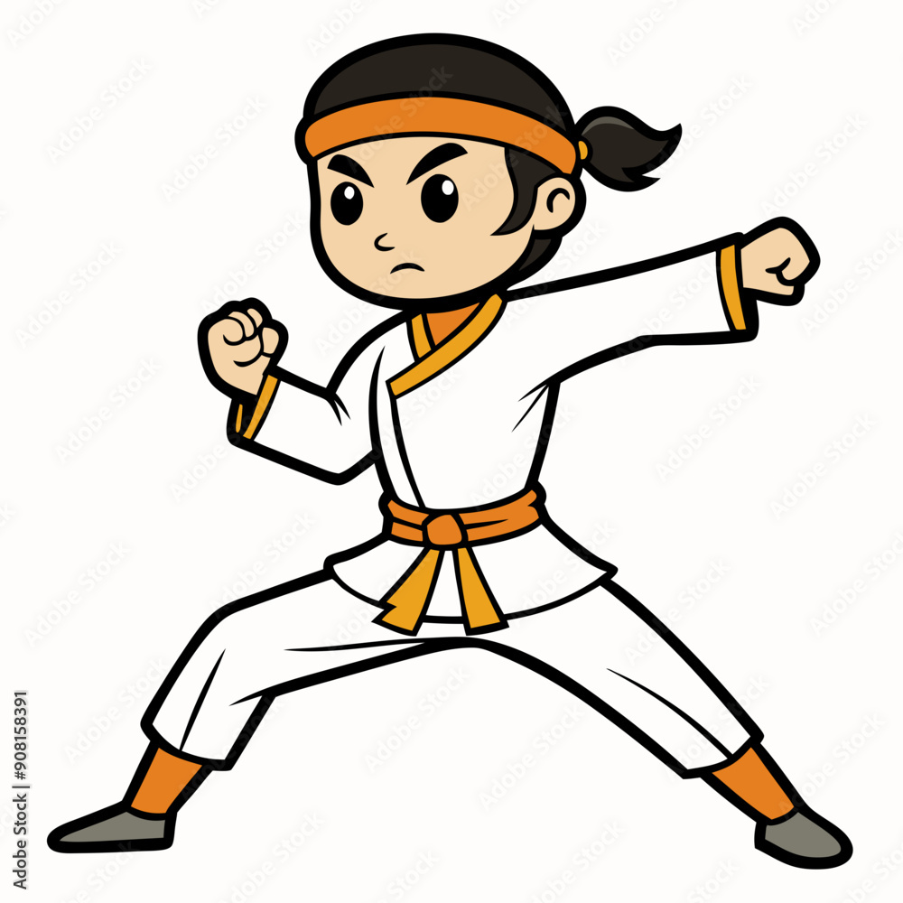 kung fu karate fight pose cartoon vector Stock Vector | Adobe Stock
