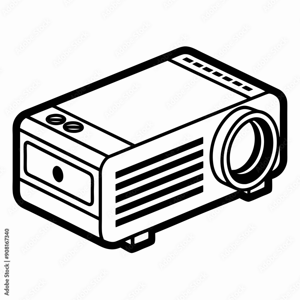 Minimalist Horizontal Projector Line Art - Black and White Vector ...