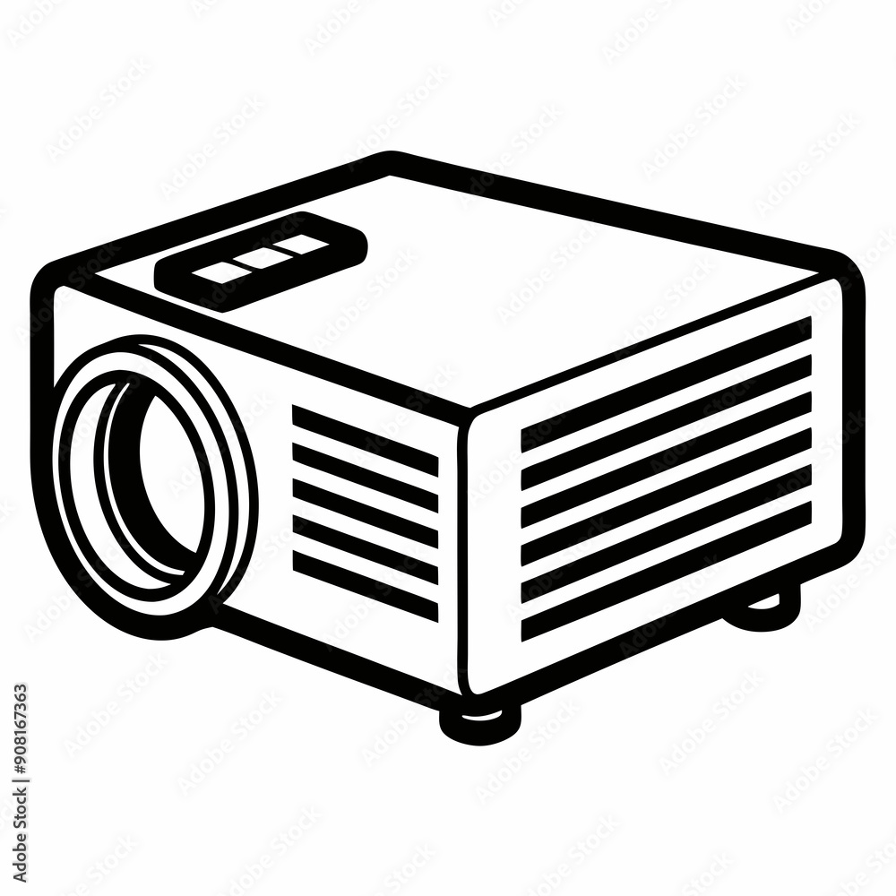 Minimalist Horizontal Projector Line Art - Black and White Vector ...