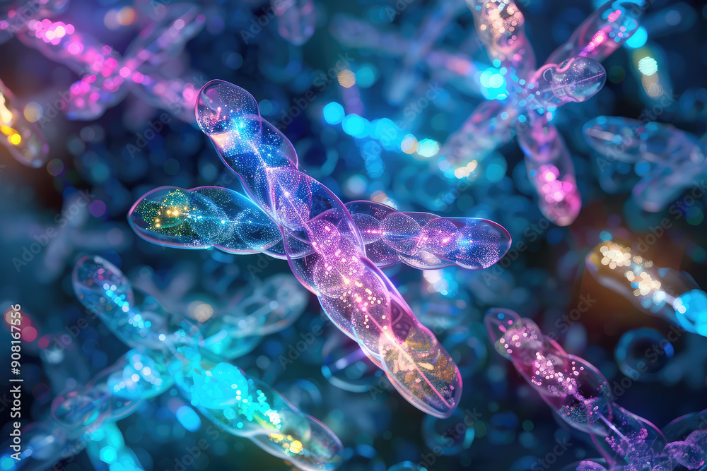 Colorful karyotype of human chromosomes, CRISPR-Cas9 gene editing ...