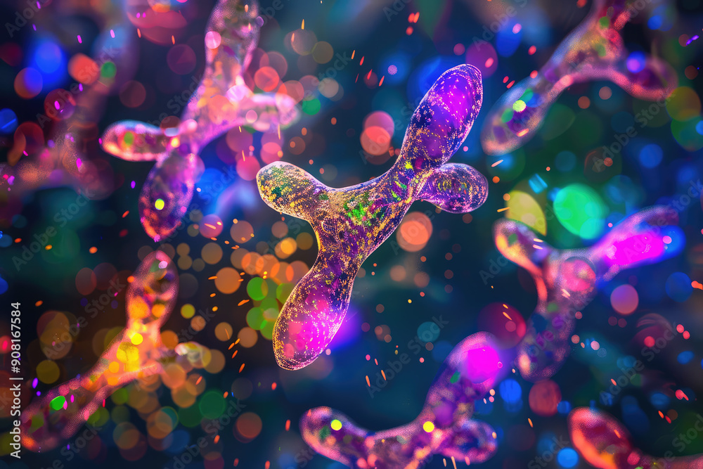 Colorful karyotype of human chromosomes, CRISPR-Cas9 gene editing ...