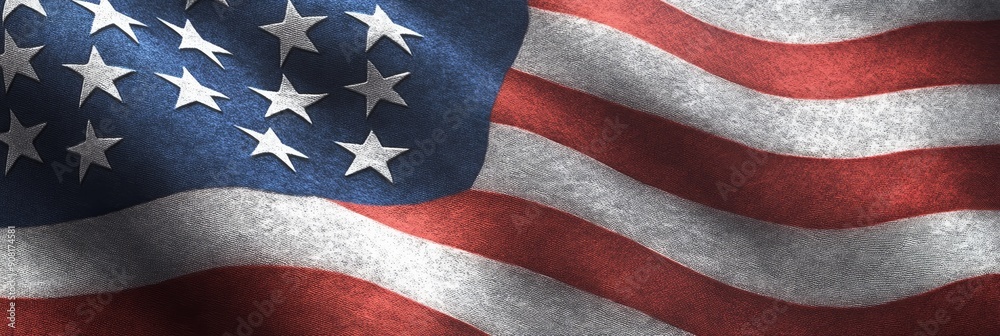 American Flag Waving in the Wind, Patriotic Symbol of Freedom - A close ...