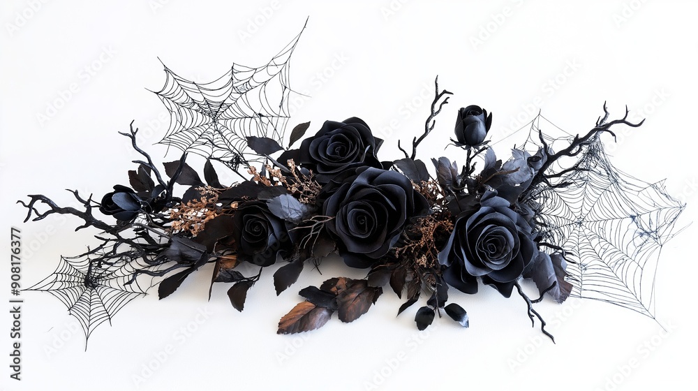 Get spooked with eerie halloween decoration featuring black roses and ...