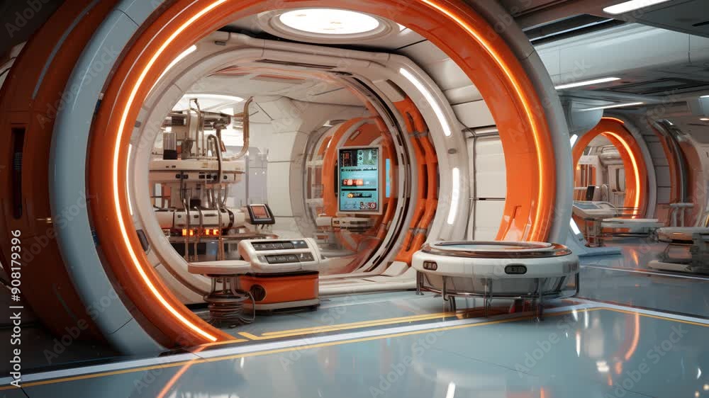 A futuristic medical facility with advanced technology and a sleek ...