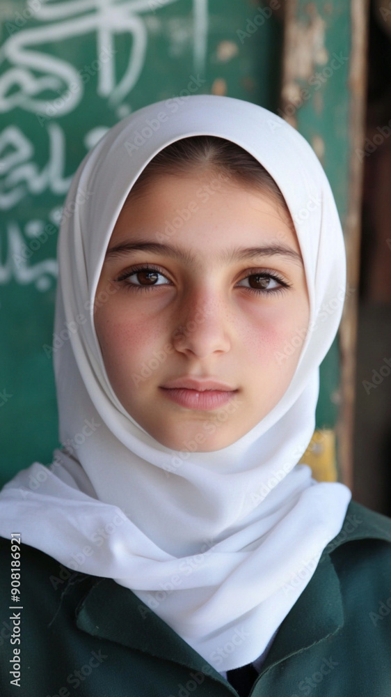 a pashtun girl wearing a white hijab, using british school uniform ...