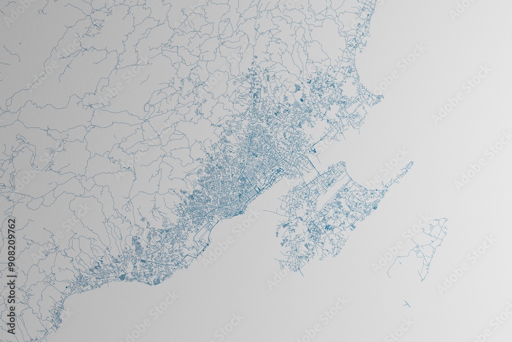 Map of the streets of Cebu (Philippines) made with blue lines on white ...