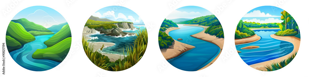 Estuary clipart collection, symbol, logos, icons isolated on ...