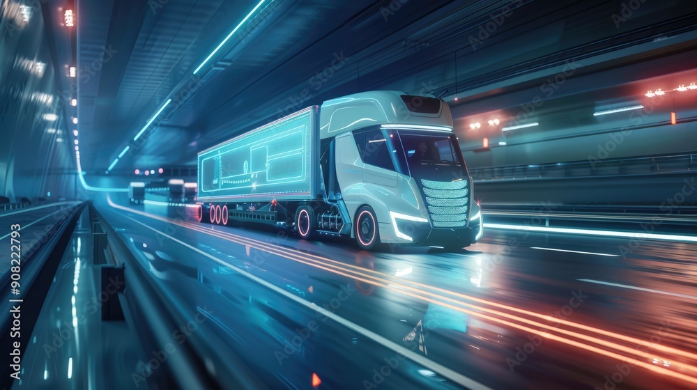 Autonomous Trucking. Advanced Technology Concept: Transforming Semi ...