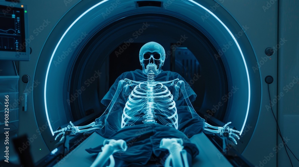 Skeleton Patient Undergoing MRI Scan, MRI, X-ray, Medical Imaging ...