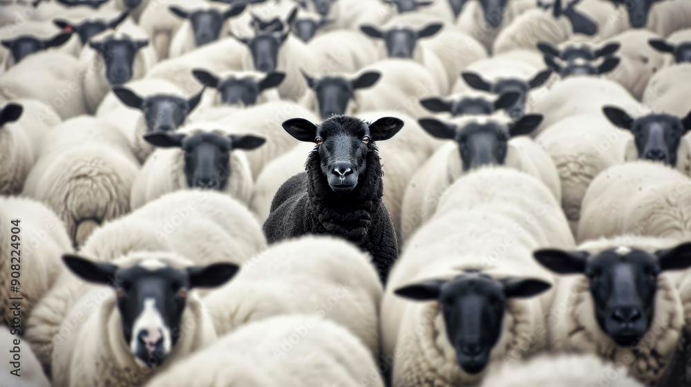 The Black Sheep in a Sea of White, Photography, Sheep, Flock, Different ...