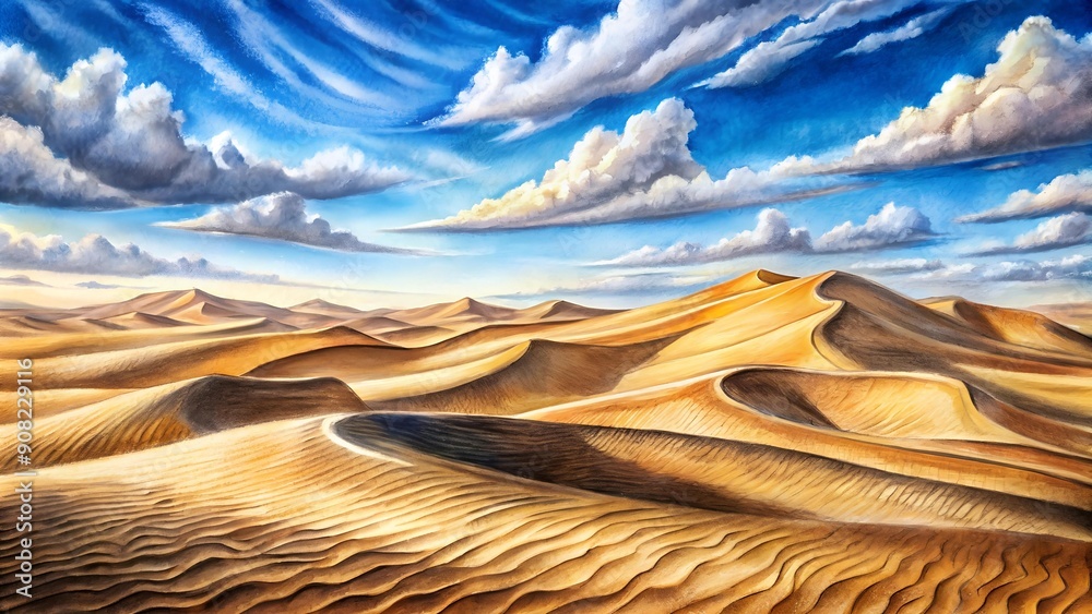 Whispers of the Desert: A Pen and Ink Sketch of Sand Dunes AI Generated ...