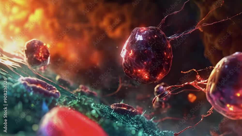 A dynamic 3D render depicts human immune cells, resembling T-cells ...