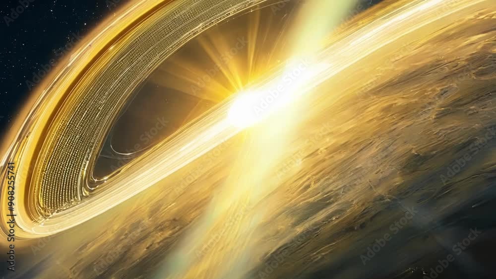 Rays of golden light shining through the gaps of majestic celestial ...