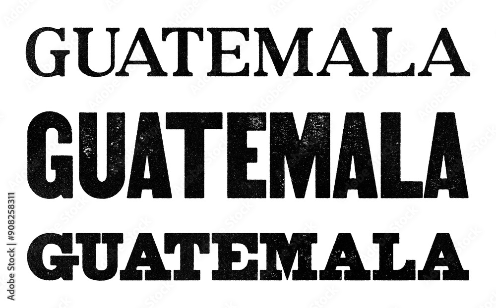 Guatemala country name written in distressed vintage serif, sans serif ...