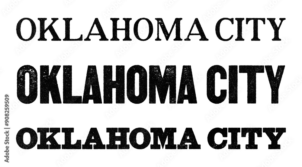 Oklahoma City city name written in distressed vintage serif, sans serif ...