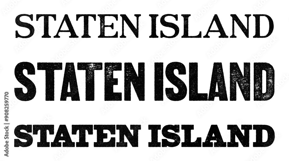 Staten Island borough name written in distressed vintage serif, sans ...