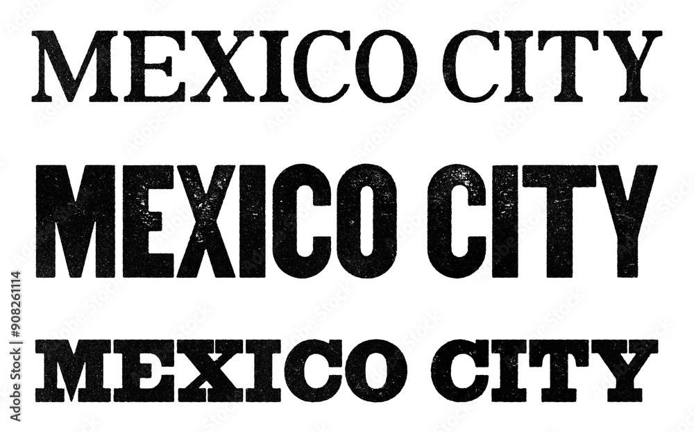 Mexico City city name written in distressed vintage serif, sans serif ...