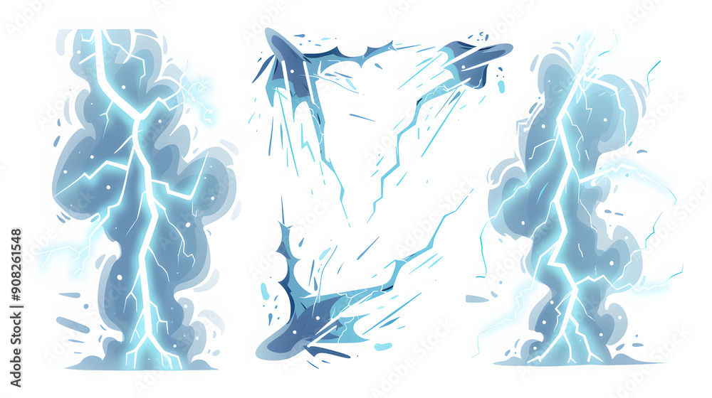 cartoon lightning animation. animated frames of electric strike, magic ...