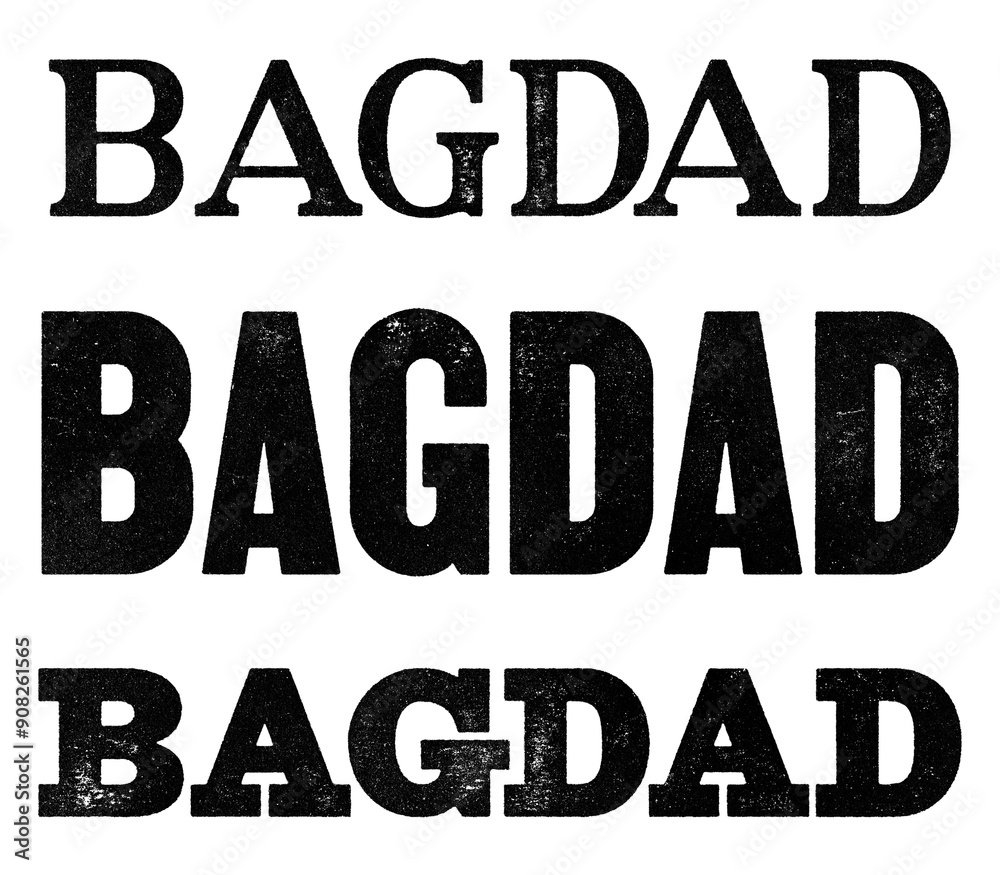 Bagdad city name written in distressed vintage serif, sans serif and ...