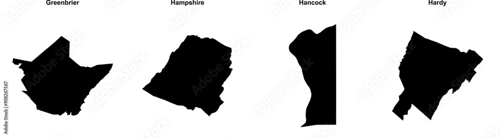Greenbrier, Hampshire, Hancock, Hardy outline maps Stock Vector | Adobe ...