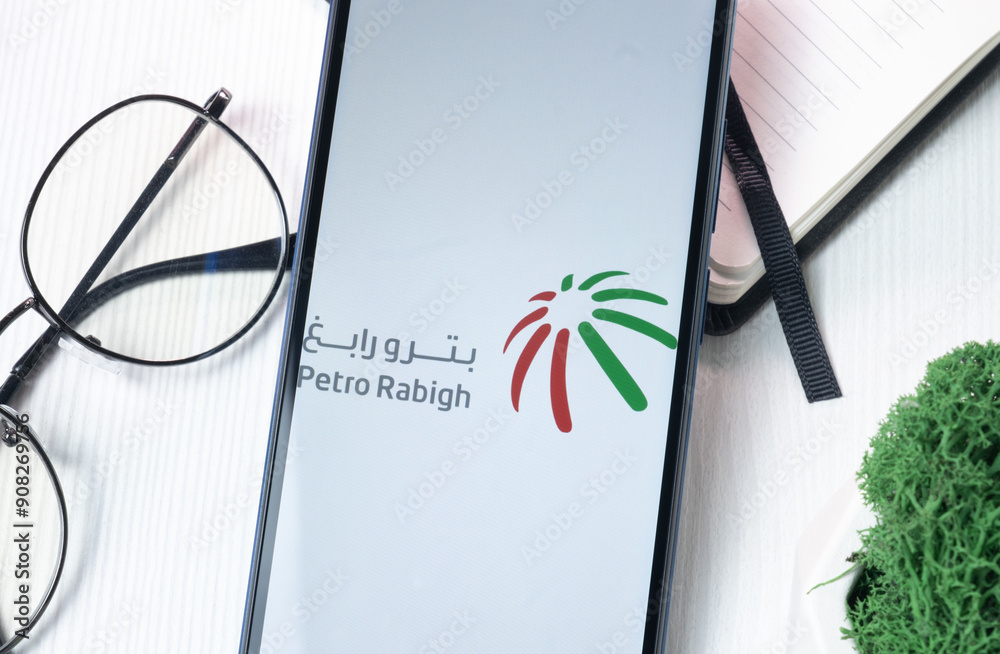 New York, USA - 1 August 2024: Petro Rabigh Logo on Phone Screen ...