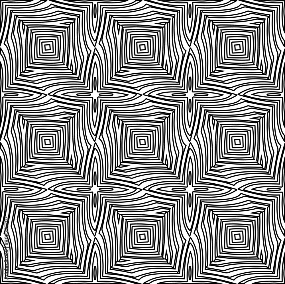 Monochrome ornamental texture with smooth linear shapes, zigzag lines ...