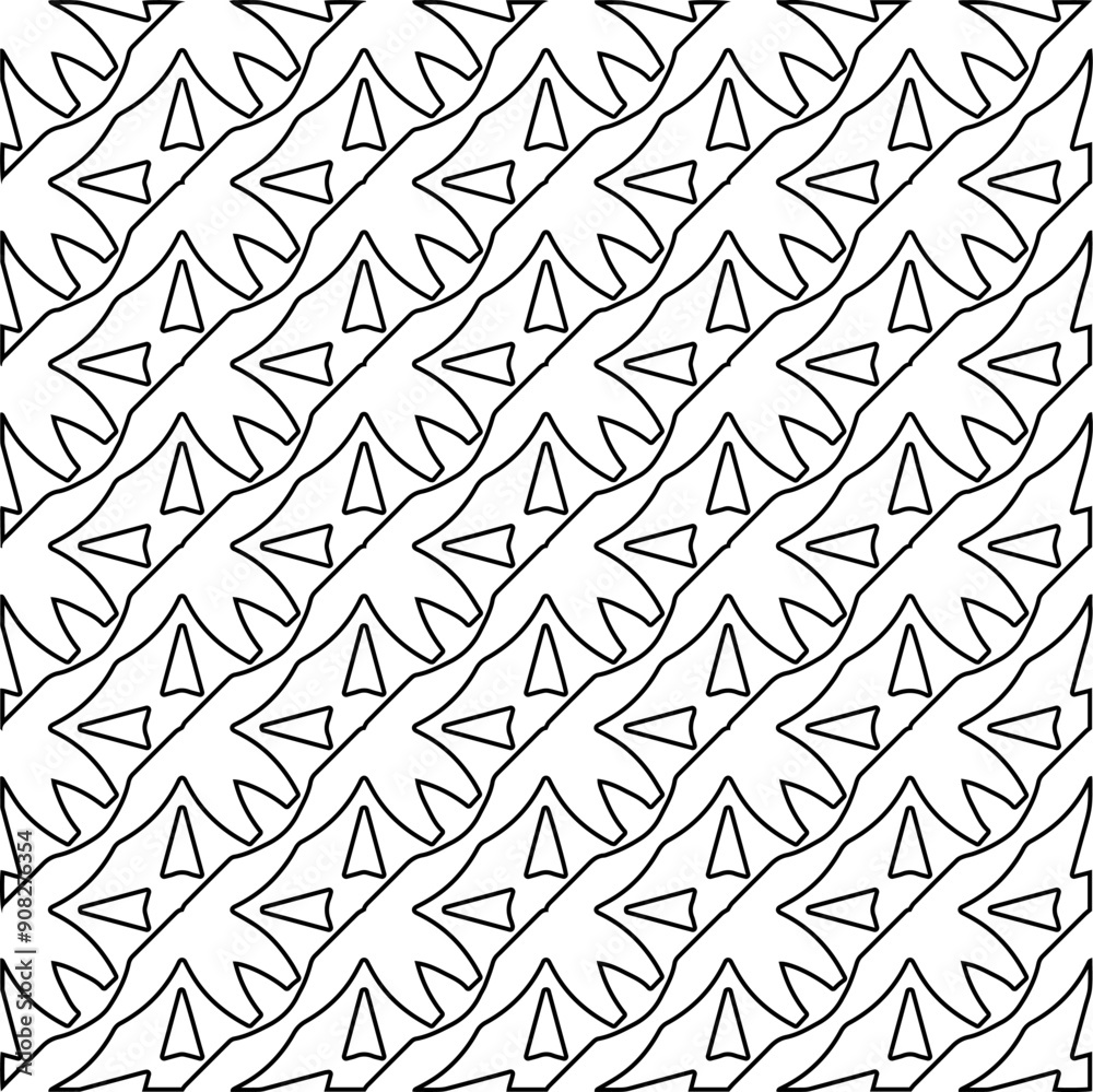 Monochrome ornamental texture with smooth linear shapes, zigzag lines ...