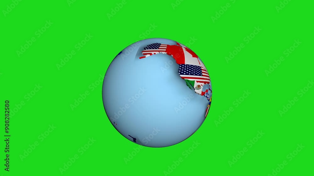 Global animation of the map with the flag of the country drawn its ...