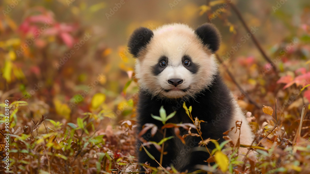Cute beautiful adorable sweet little small black white baby panda bear ...