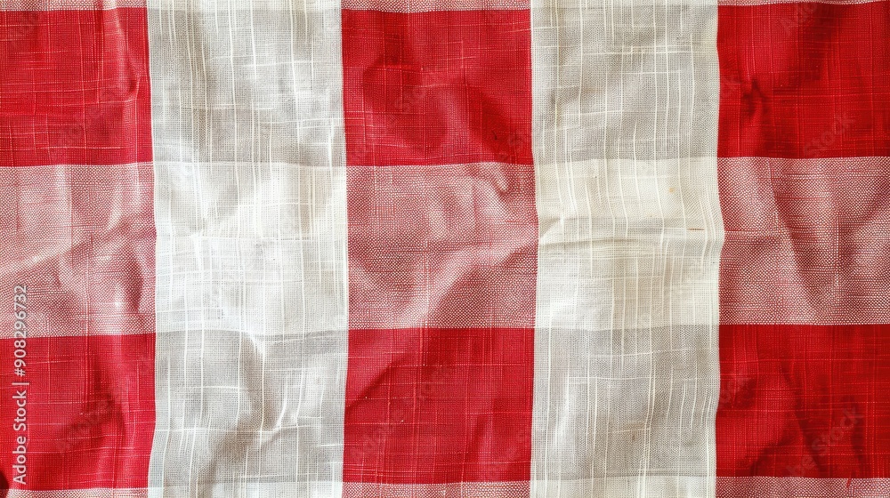 Red and white checkered fabric background. Great for adding texture or ...