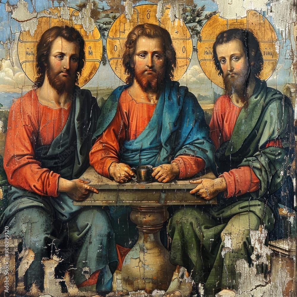 Divine illustration: icon of holy trinity, showing god the father, god ...